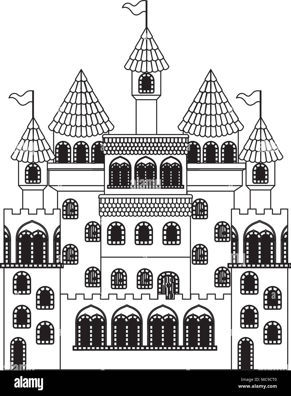 medieval castle with flags Stock Vector Image & Art - Alamy