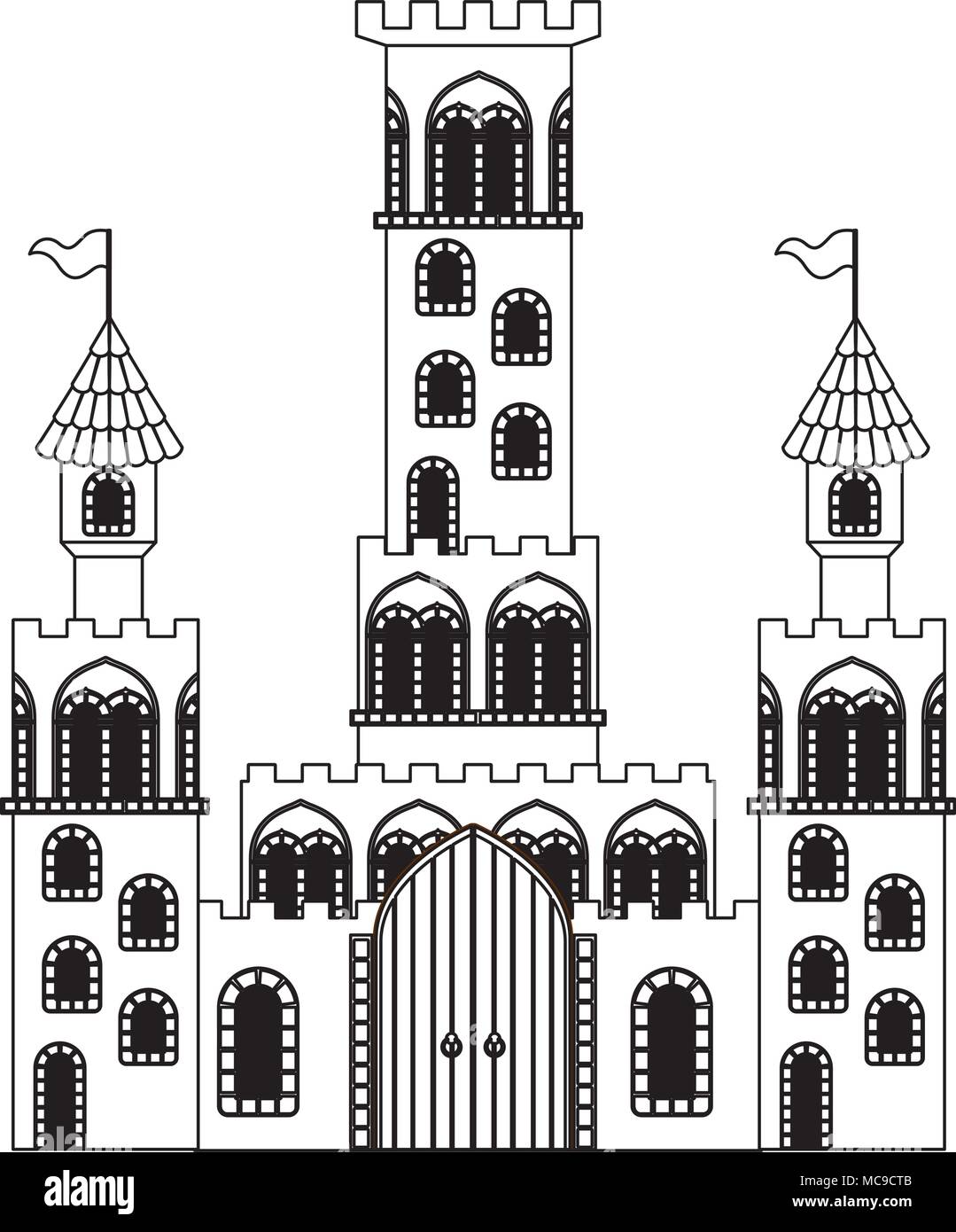 medieval castle with flags Stock Vector Image & Art - Alamy