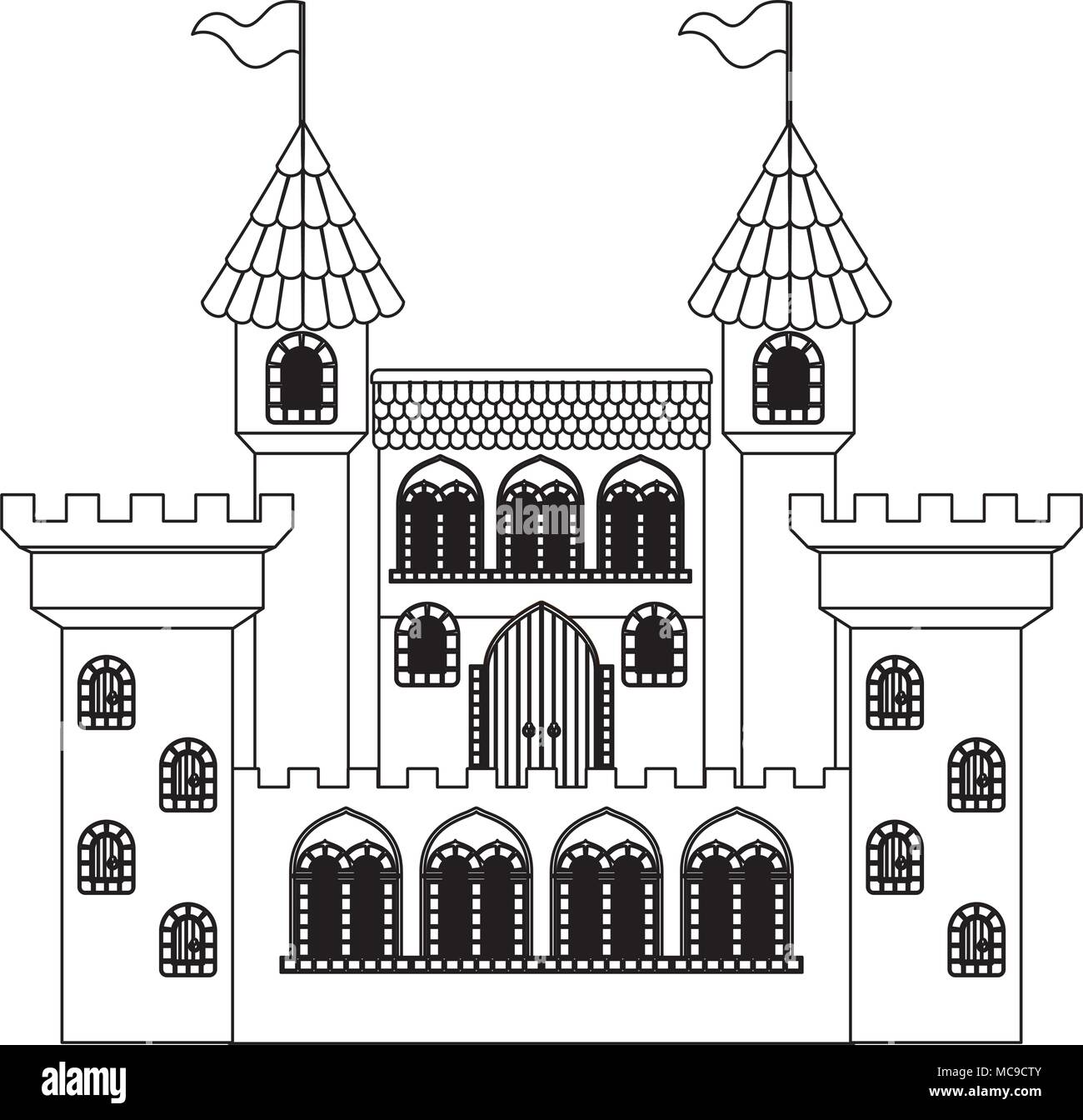 medieval castle with flags Stock Vector Image & Art - Alamy