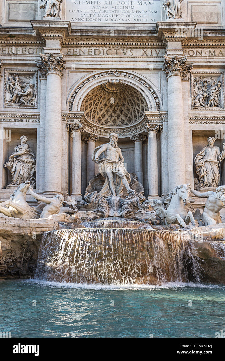 Trevi Fountain in Rome, Italy. Famous landmark fountain di Trevi close ...