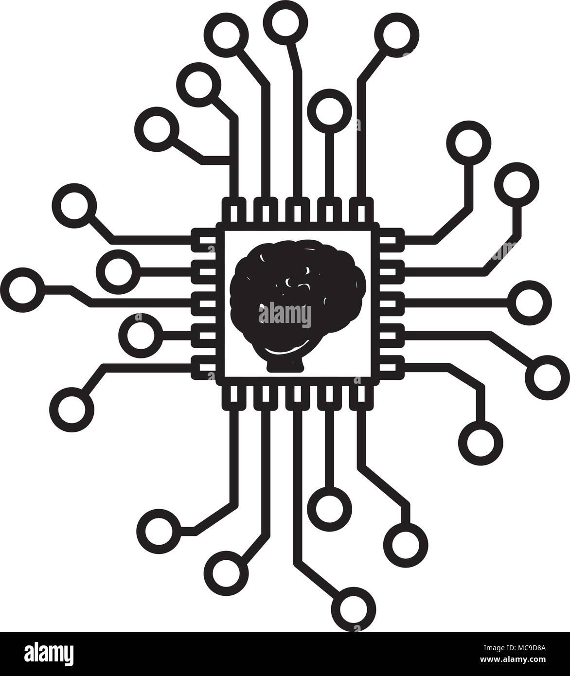 processor with brain icon Stock Vector Image & Art - Alamy