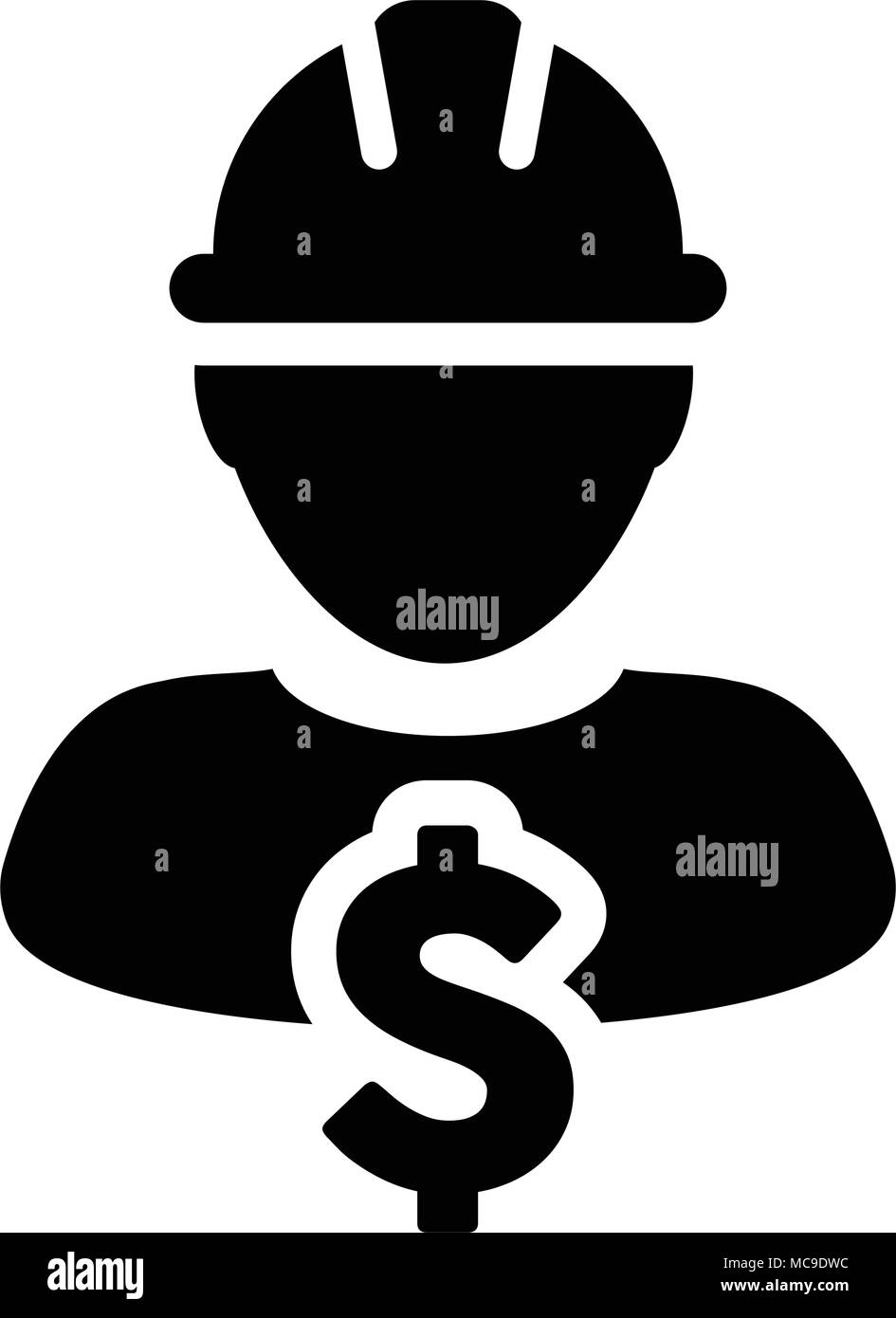 Construction Worker Icon Vector Dollar Sign Symbol with Male Person ...