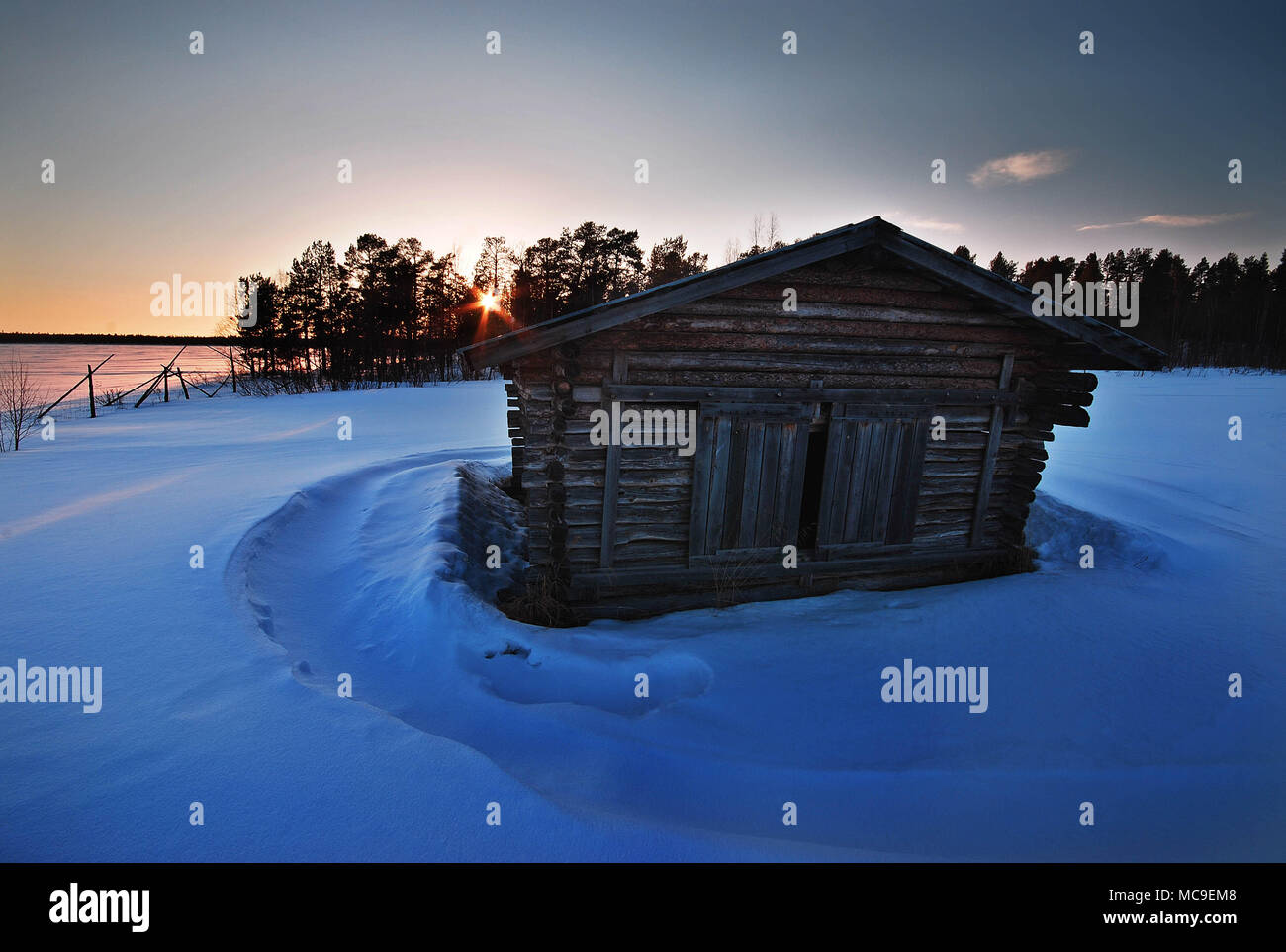 Old barn in Muonio, Finland Stock Photo - Alamy