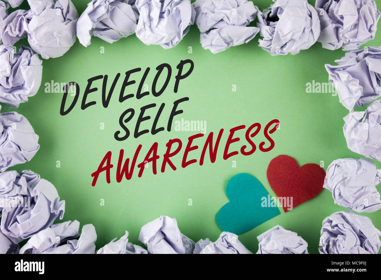 Text sign showing Develop Self Awareness. Conceptual photo What you ...
