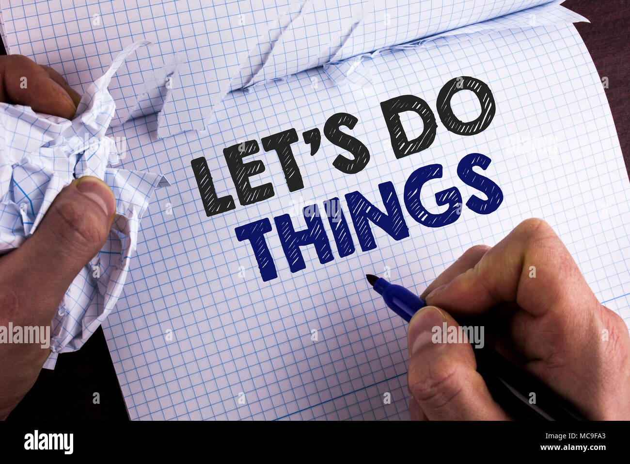 Word writing text Let Us Do Things. Business concept for Try something ...