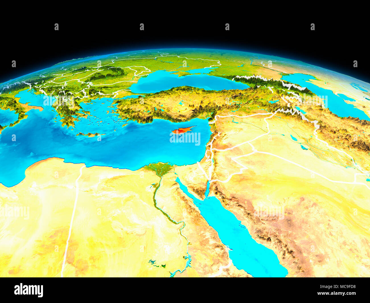 Highlighted satellite image of cyprus hi-res stock photography and ...
