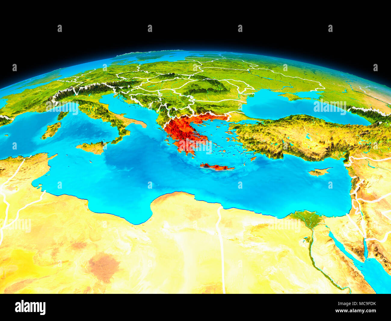 Highlighted satellite image of greece hi-res stock photography and ...