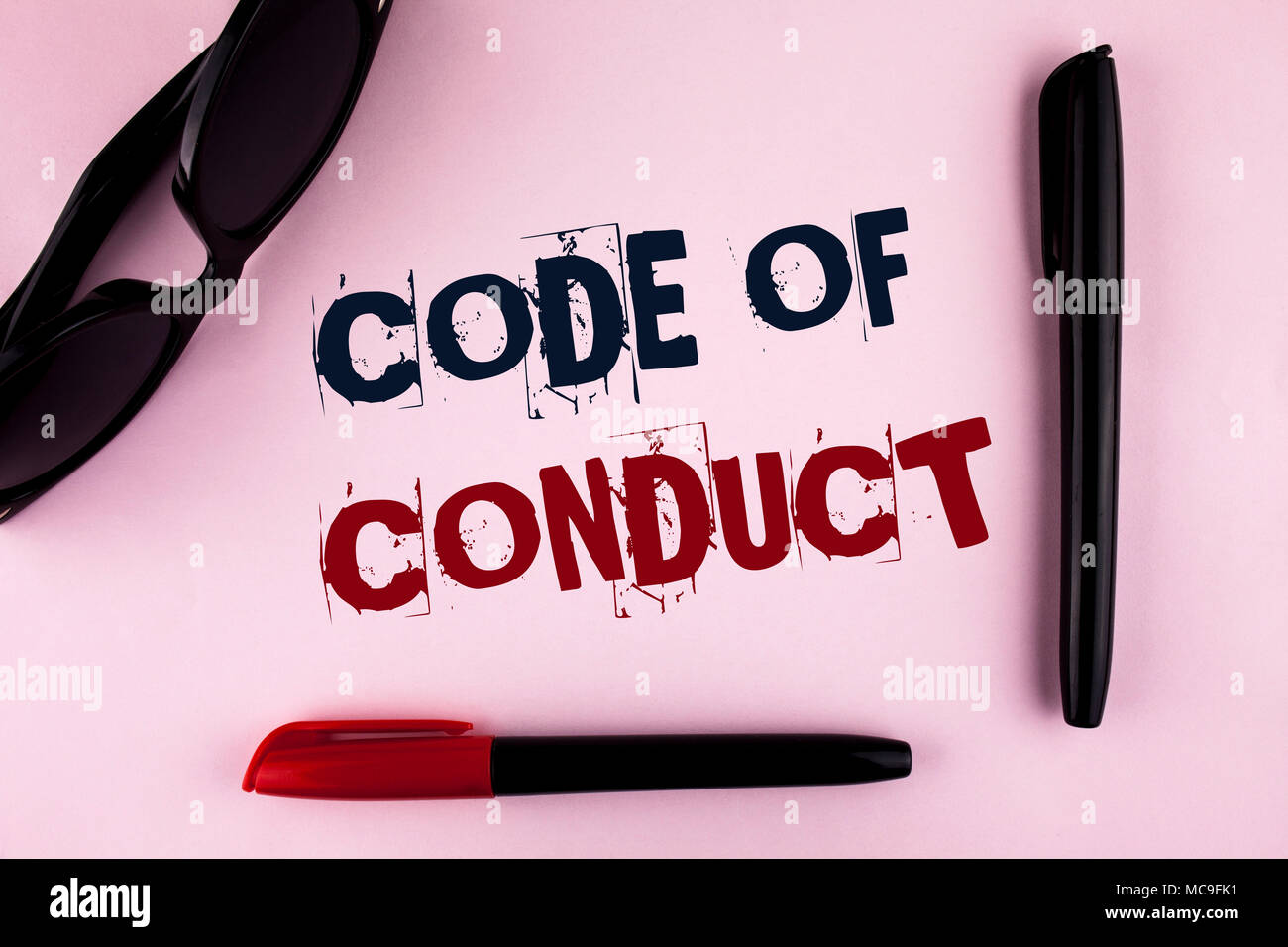Text sign showing Code Of Conduct. Conceptual photo Follow principles ...