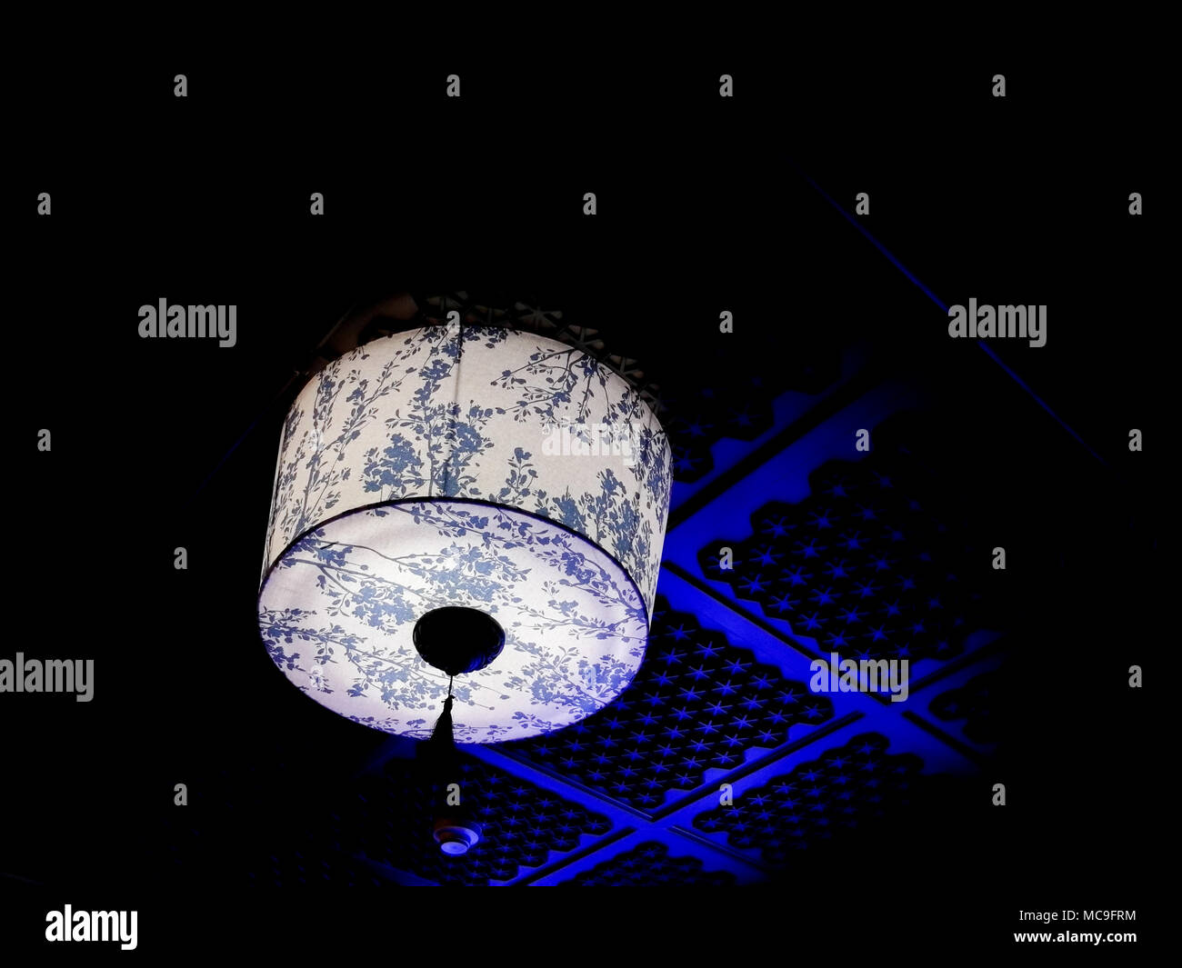 Modern fusion traditional Chinese bright lantern in darkness Stock ...