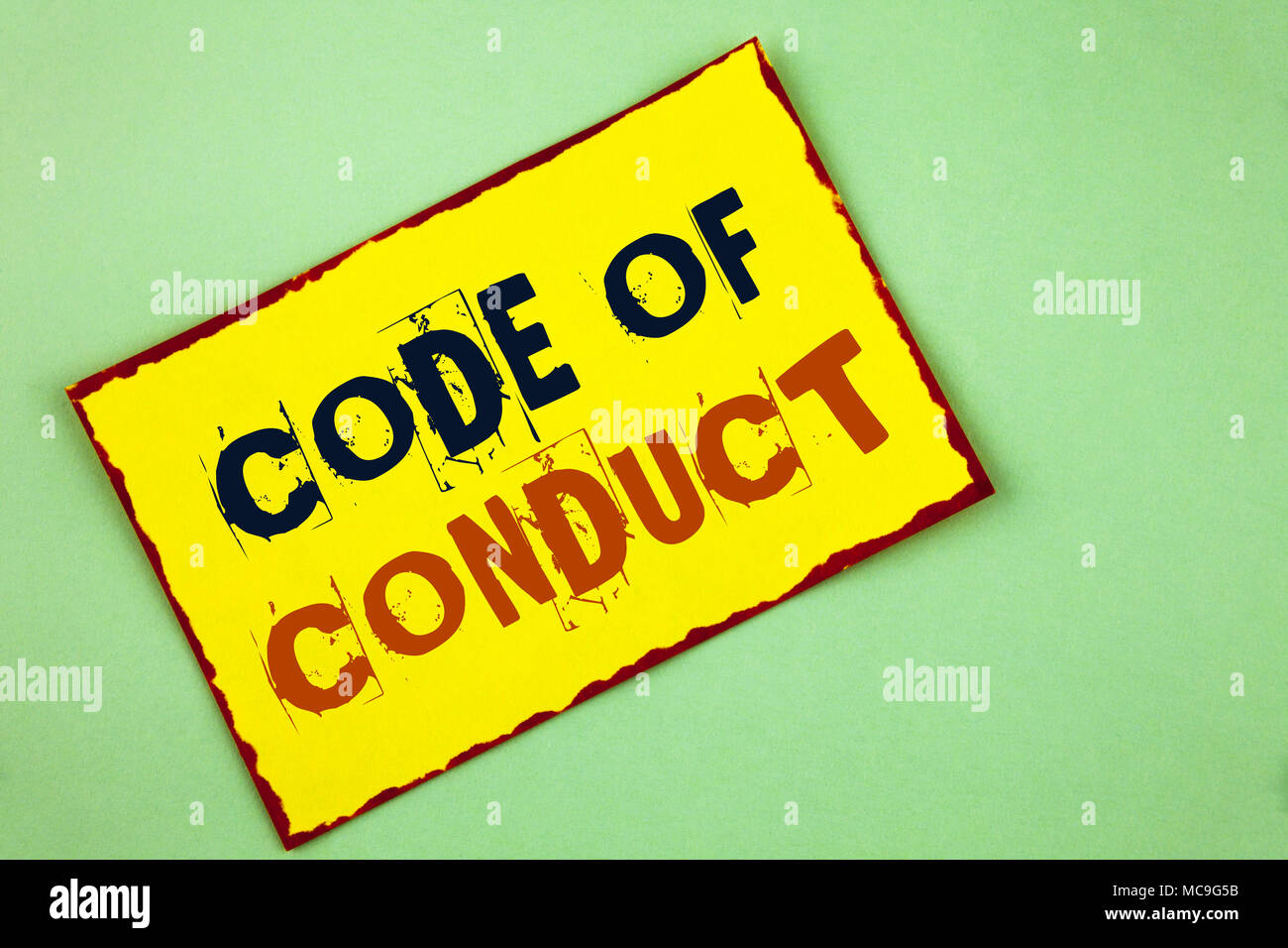 Writing note showing Code Of Conduct. Business photo showcasing Follow ...