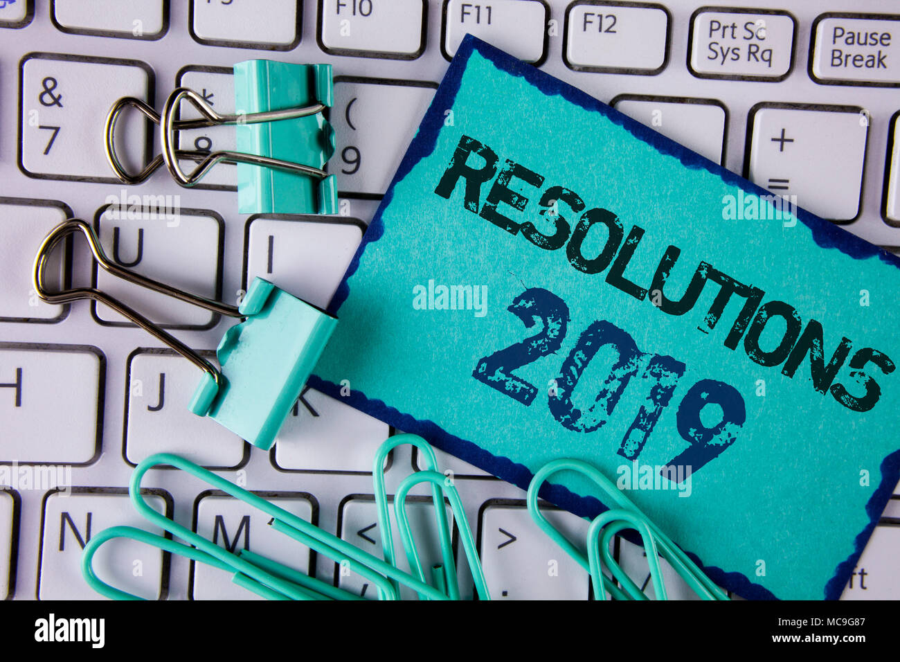 Handwriting text Resolutions 2019. Concept meaning Positive ...