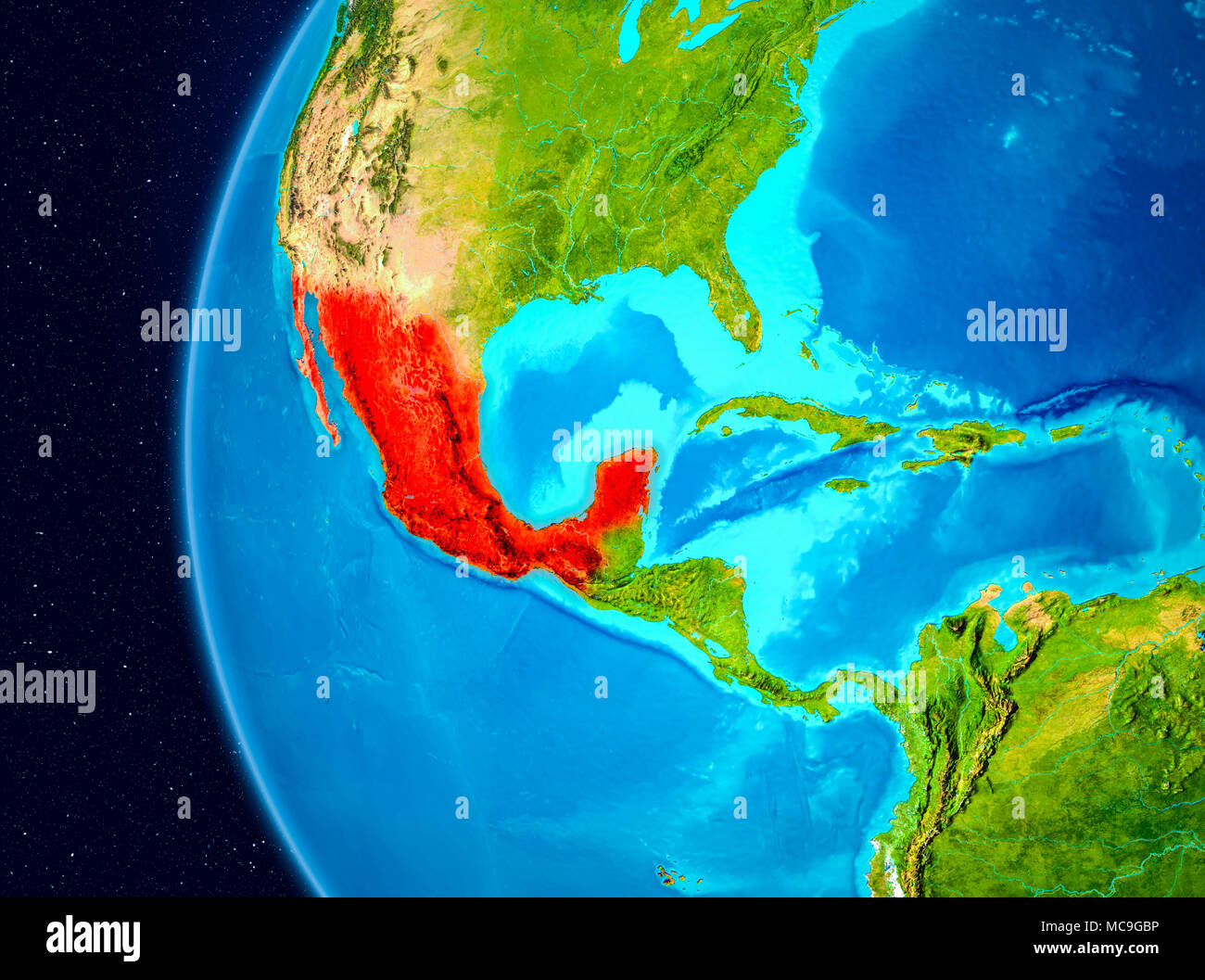 Illustration of Mexico as seen from Earth’s orbit on planet Earth. 3D ...