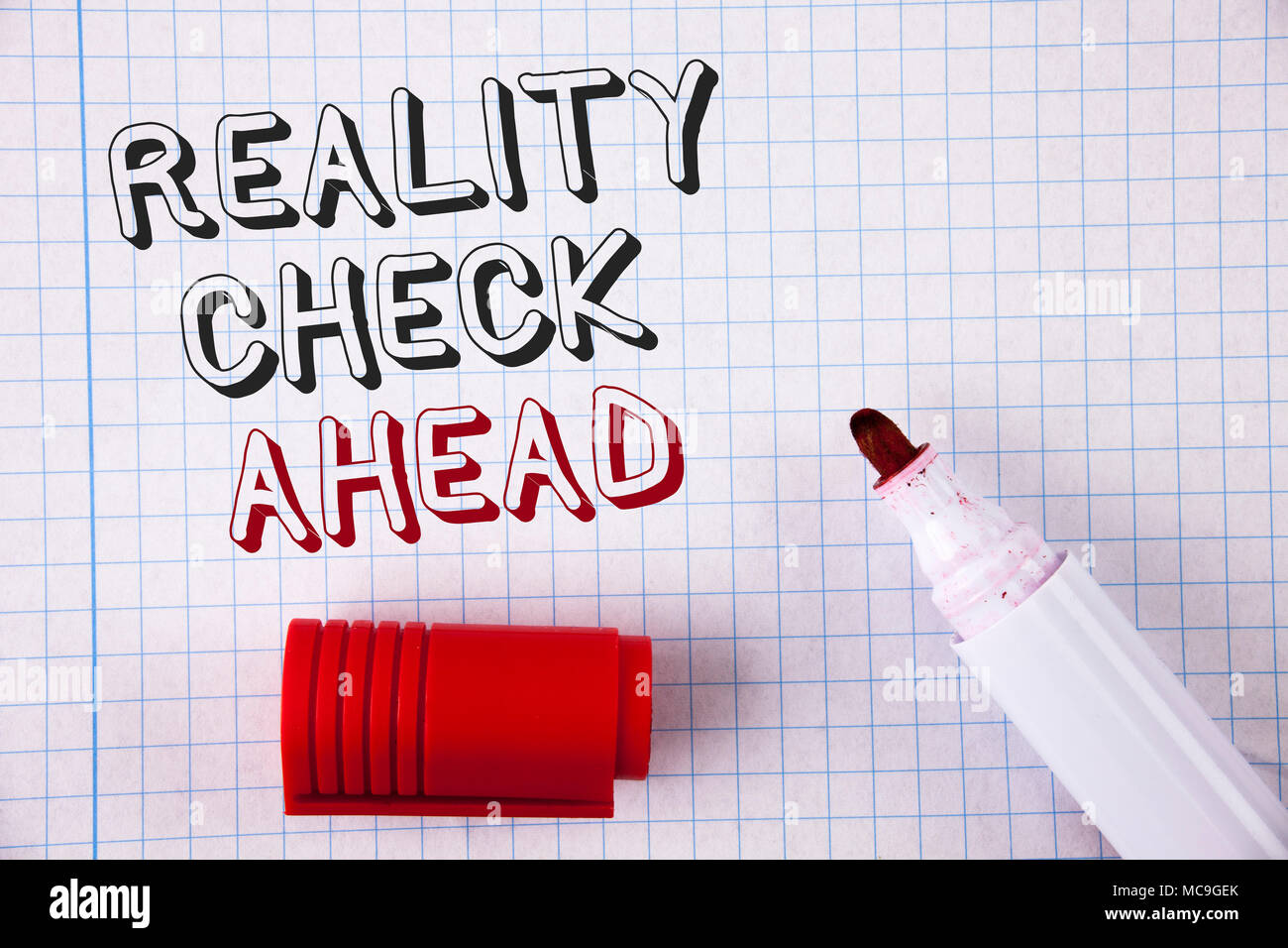 Text sign showing Reality Check Ahead. Conceptual photo Unveil truth ...