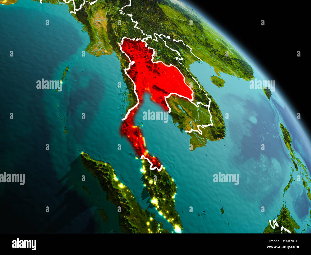 Map thailand highlighted in red hi-res stock photography and images - Alamy