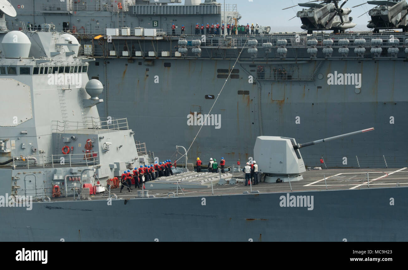 180412-N-NM806-0218 PHILIPPINE SEA (April 12, 2018) Sailors aboard the ...