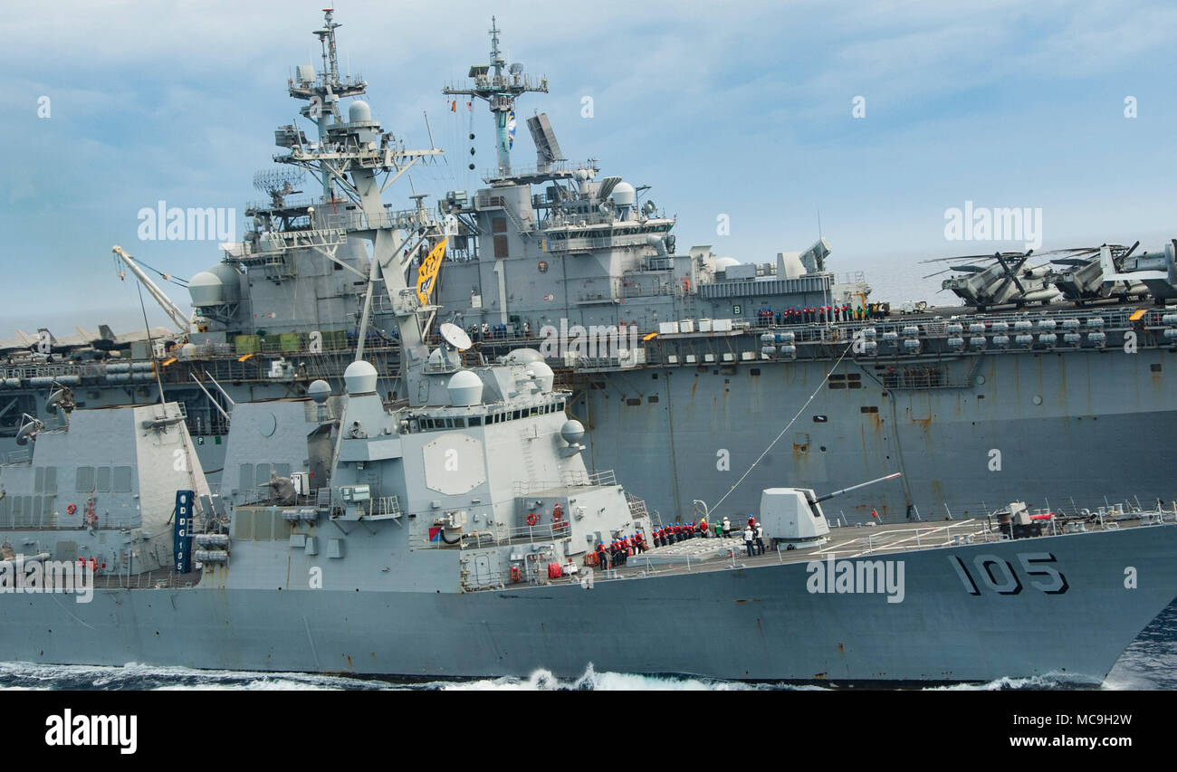 180412-N-NM806-0451 PHILIPPINE SEA (April 12, 2018) The guided-missile ...