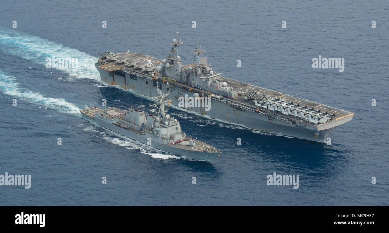 180412-N-NM806-0373 PHILIPPINE SEA (April 12, 2018) The guided-missile ...