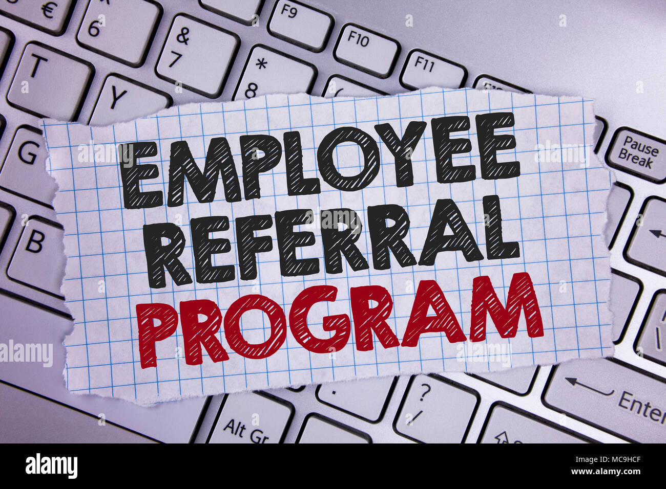 Text sign showing Employee Referral Program. Conceptual photo Recommend ...