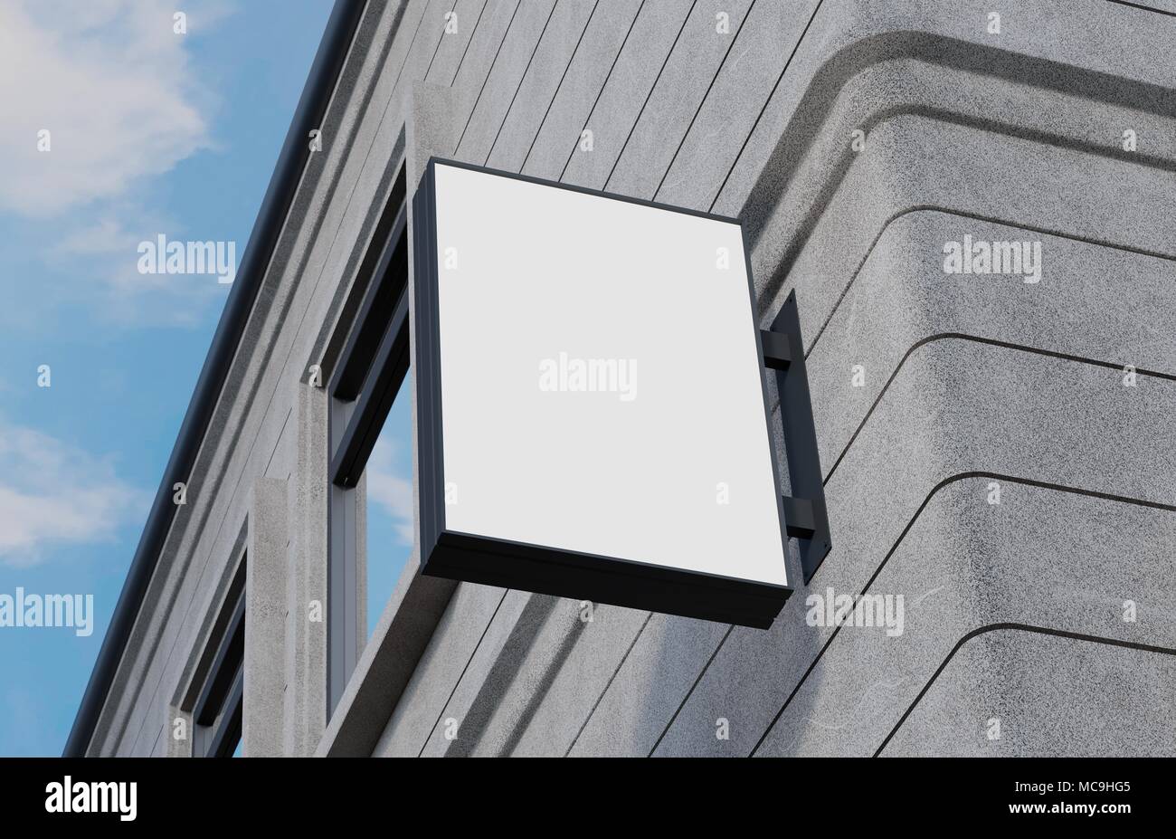 Blank, outdoor signage, signboard mockup, sign mounted on the building ...