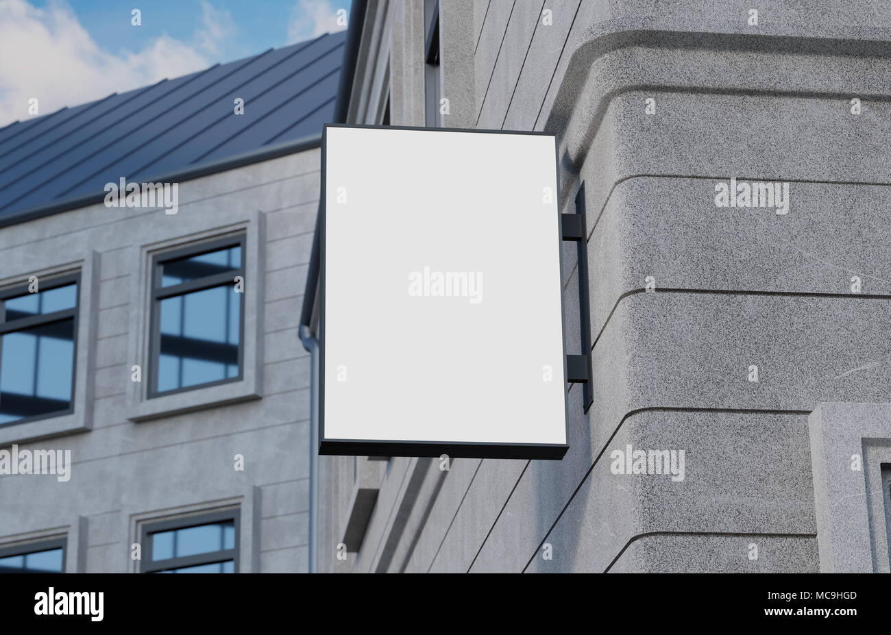 Blank, outdoor signage, signboard mockup, sign mounted on the building ...