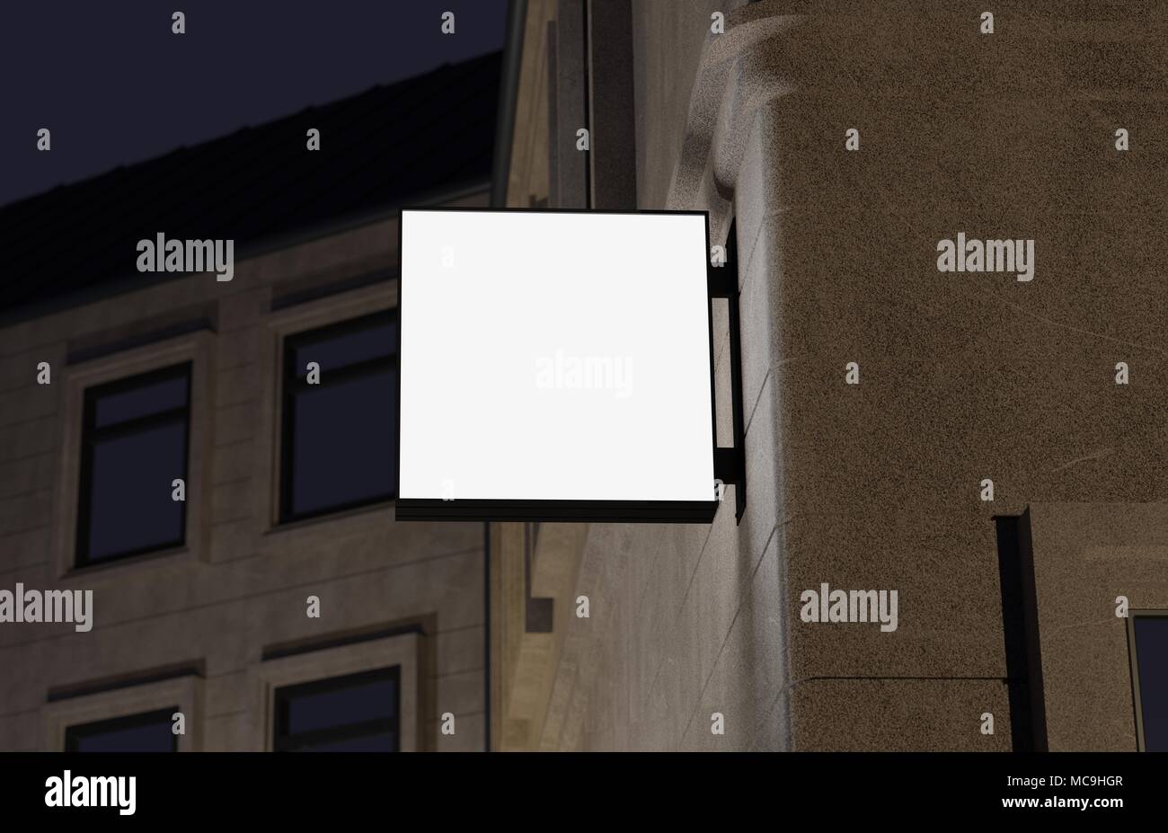 Blank, outdoor signage, signboard mockup, sign mounted on the building ...