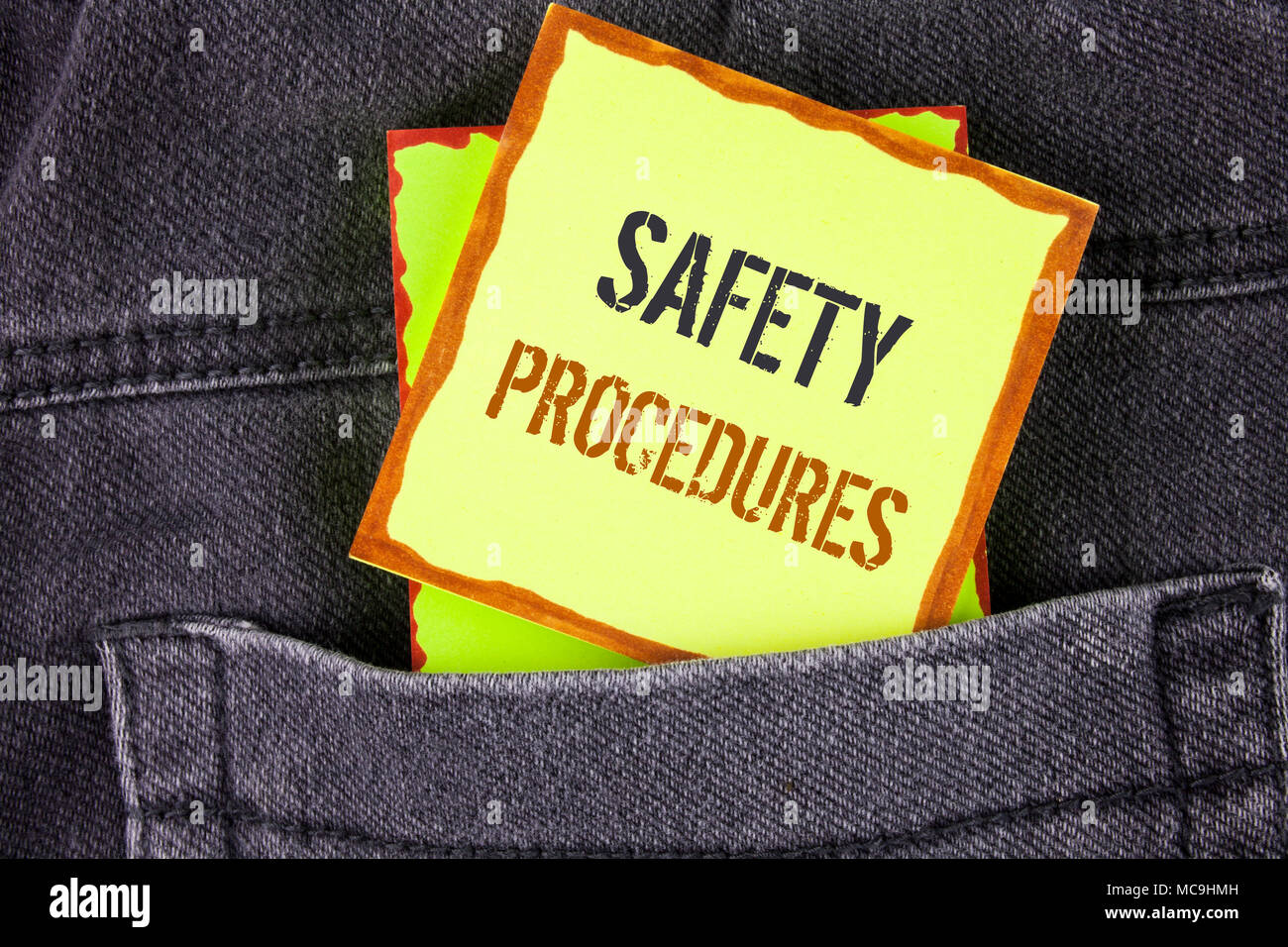 Handwriting text writing Safety Procedures. Concept meaning Follow ...