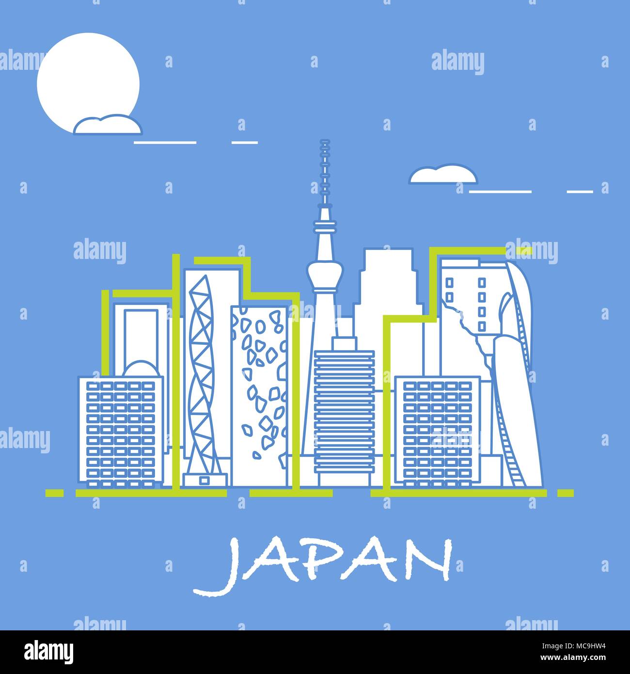 Unusual Japanese architecture. Famous building and skyscrapers. Travel ...