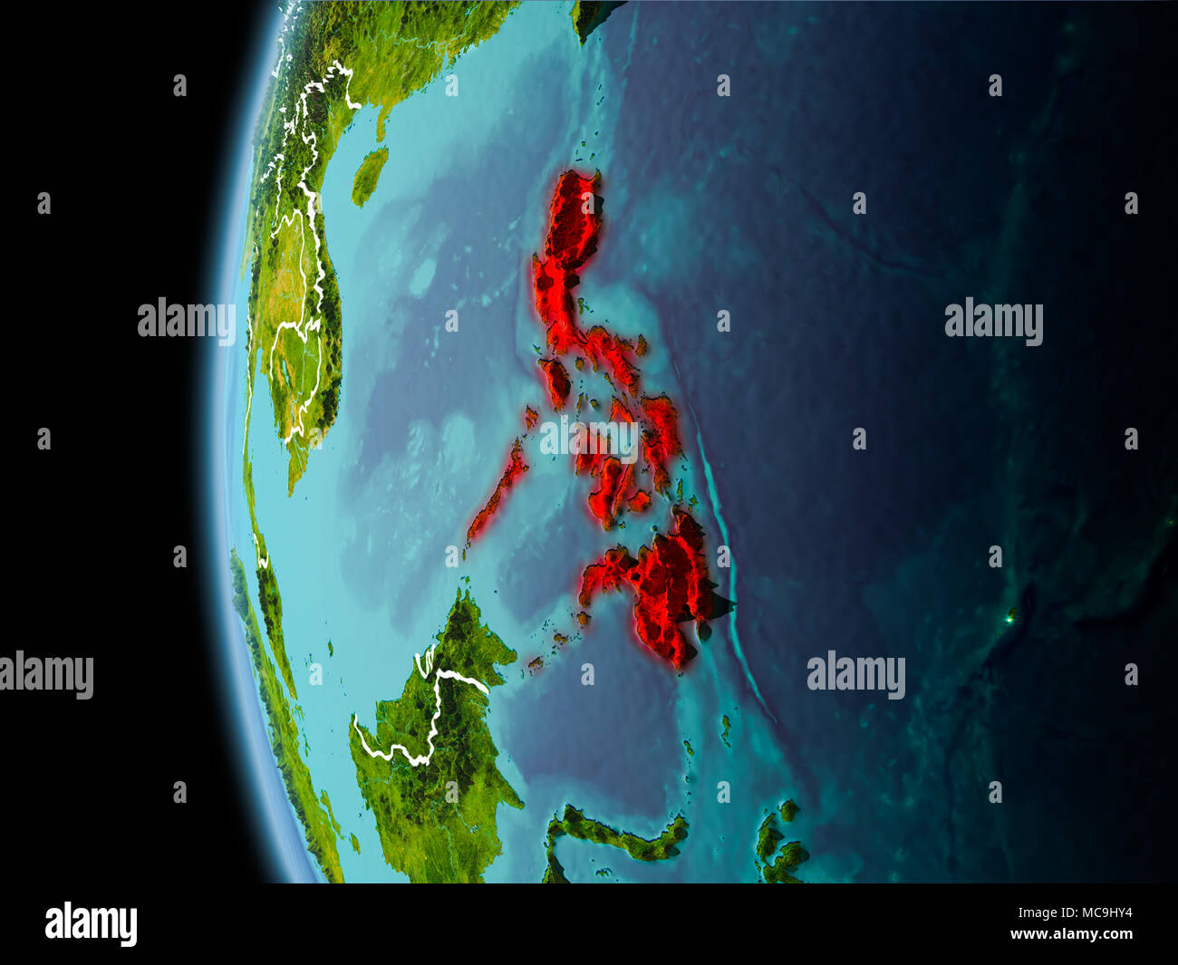 Evening over Philippines as seen from space on planet Earth with ...
