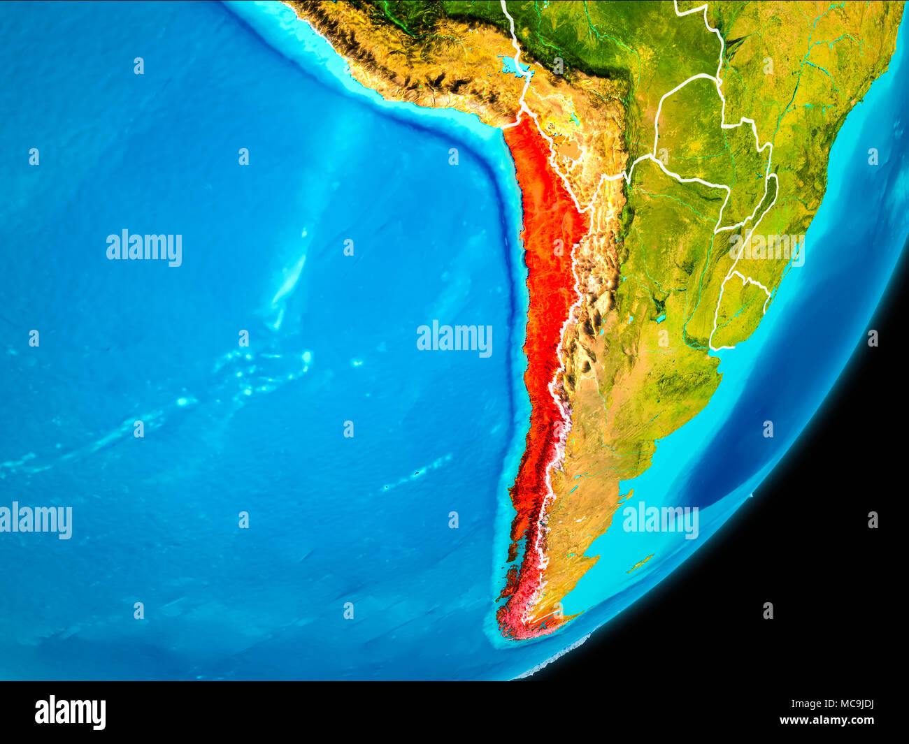Chilean Trench On World Map