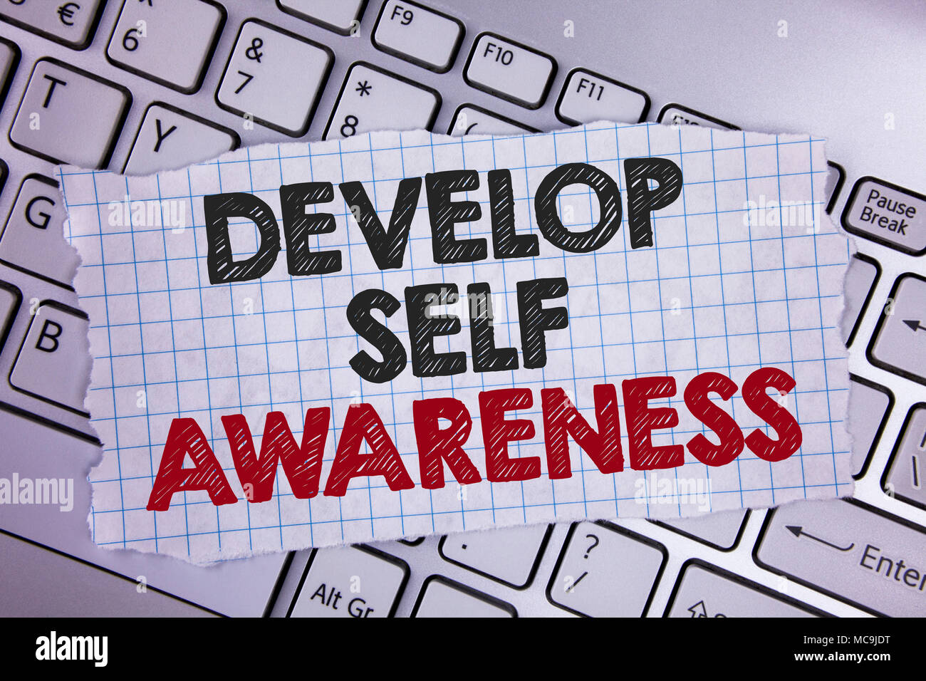 Text sign showing Develop Self Awareness. Conceptual photo What you ...