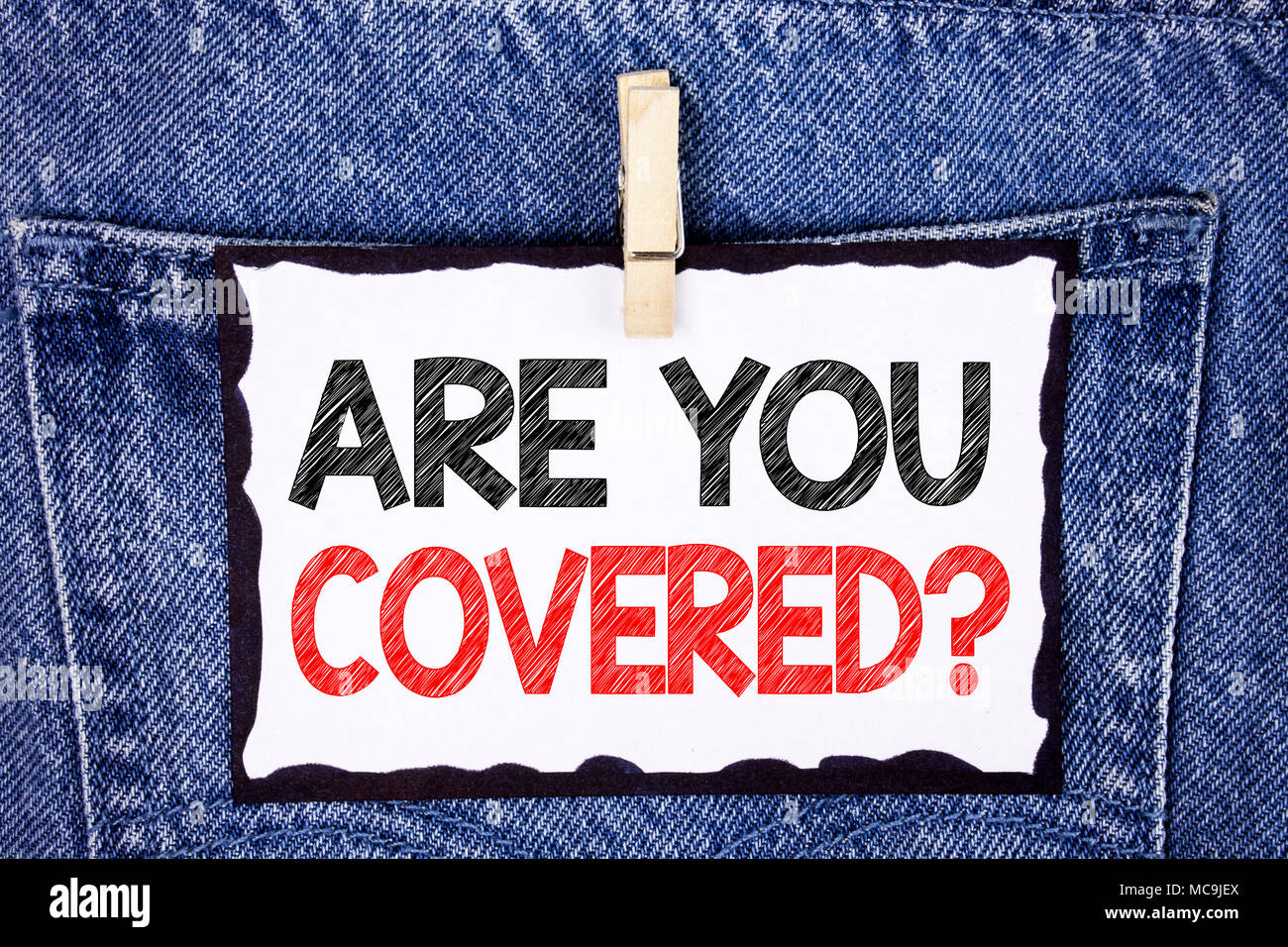 Text sign showing Are You Covered Question. Conceptual photo Health ...