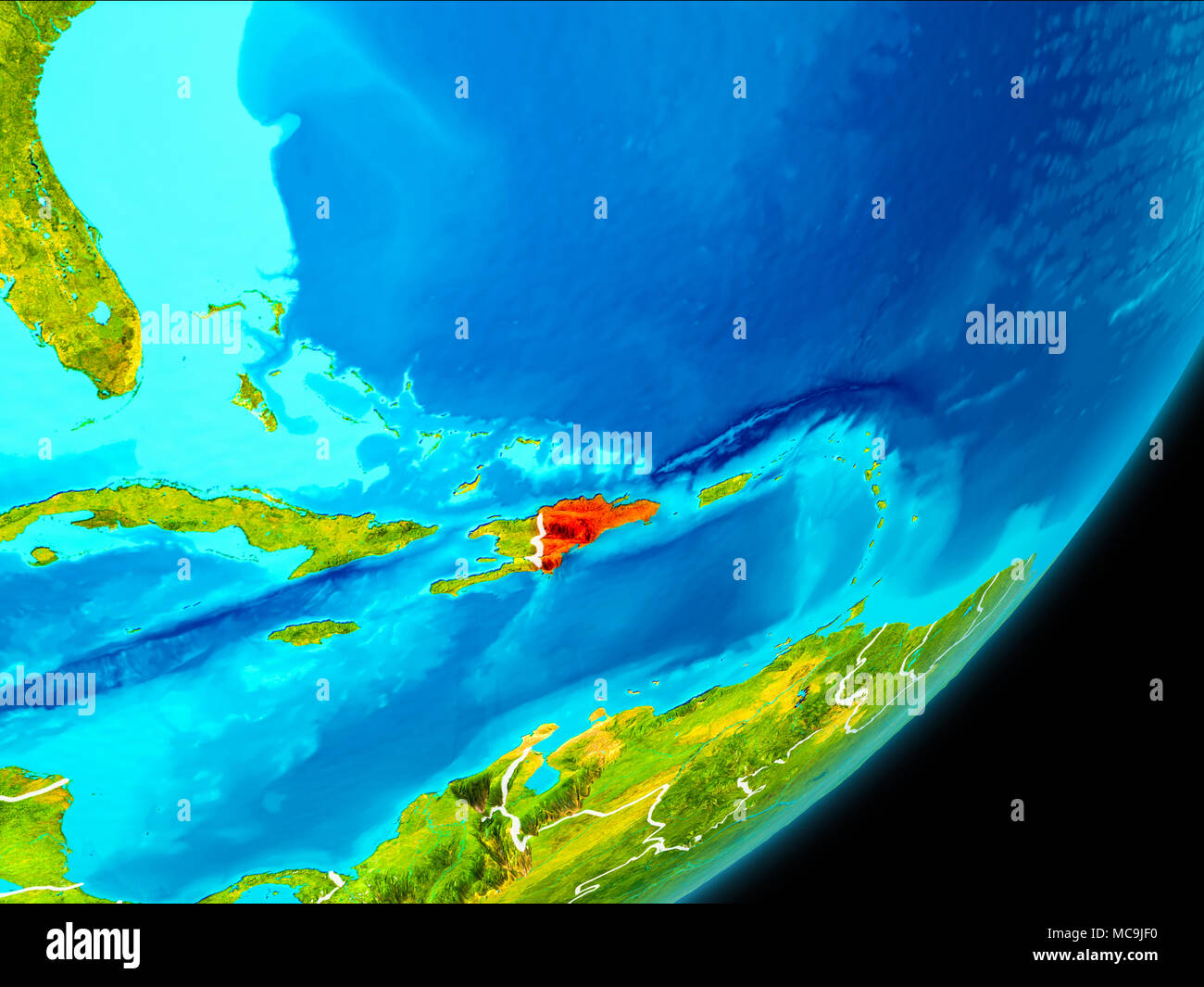 Dominican republic 3d satellite map hi-res stock photography and images ...