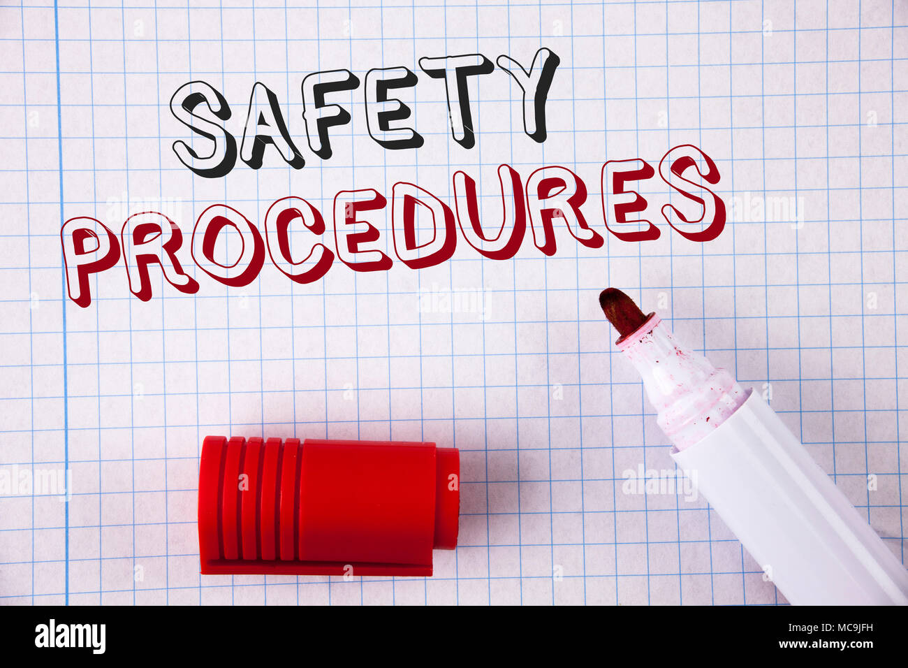 Text sign showing Safety Procedures. Conceptual photo Follow rules and ...