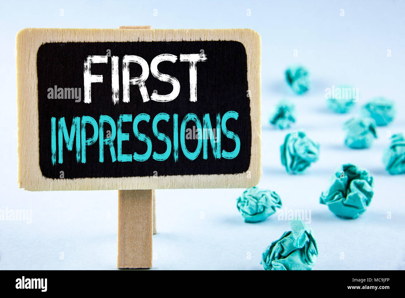 Writing note showing First Impressions. Business photo showcasing ...