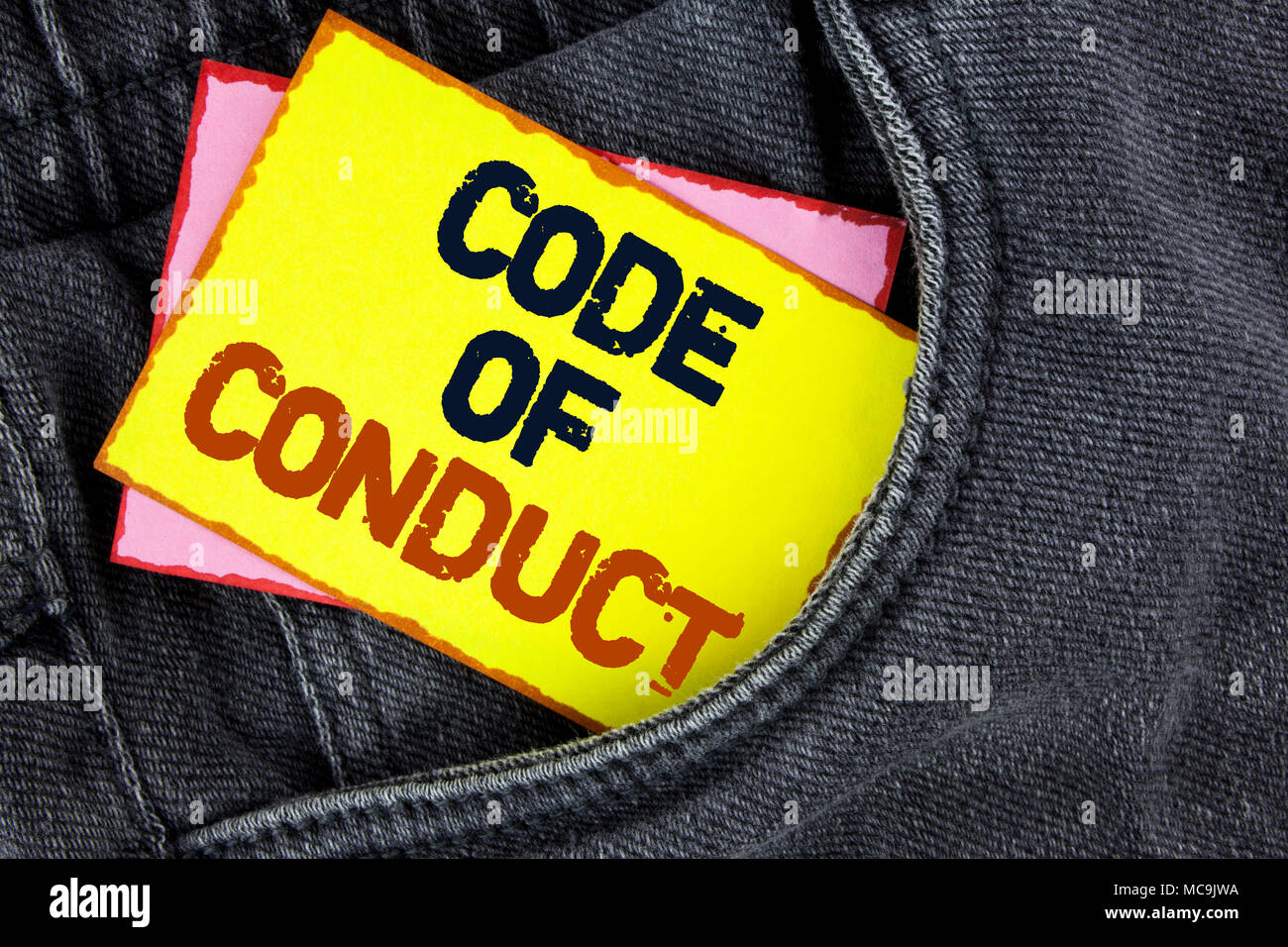Writing note showing Code Of Conduct. Business photo showcasing Follow ...