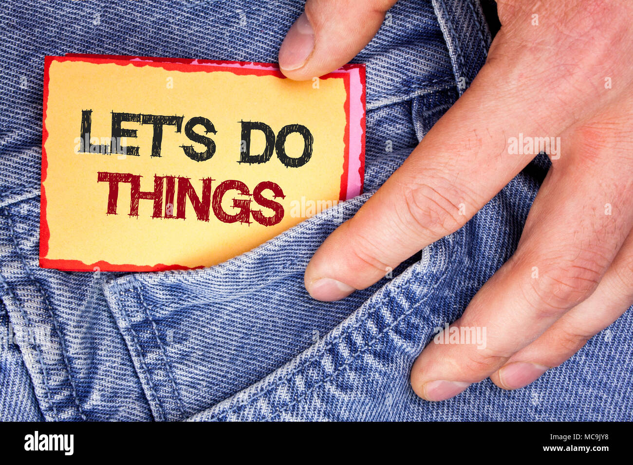 Word writing text Let Us Do Things. Business concept for Try something ...