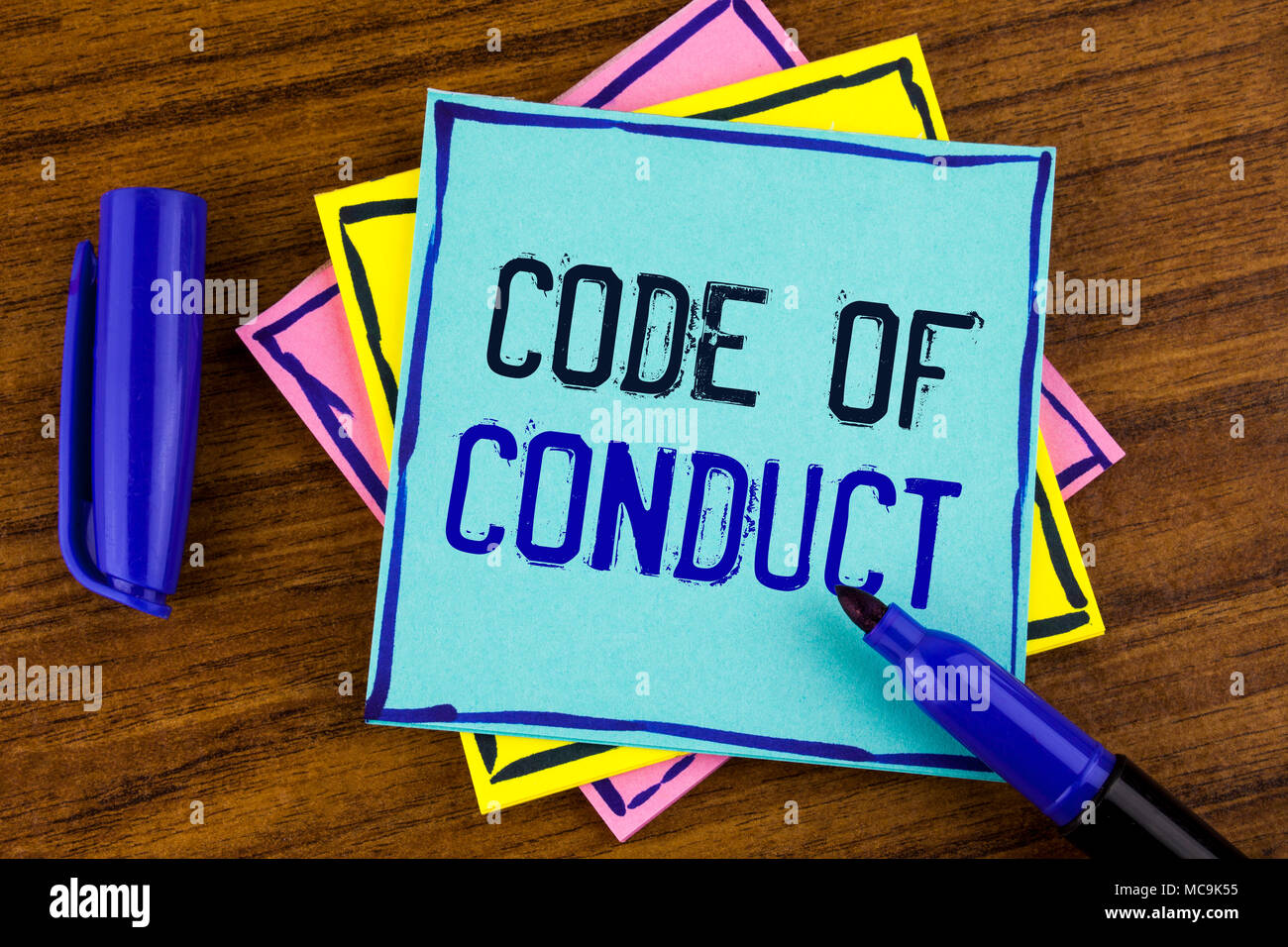 Handwriting text writing Code Of Conduct. Concept meaning Follow ...