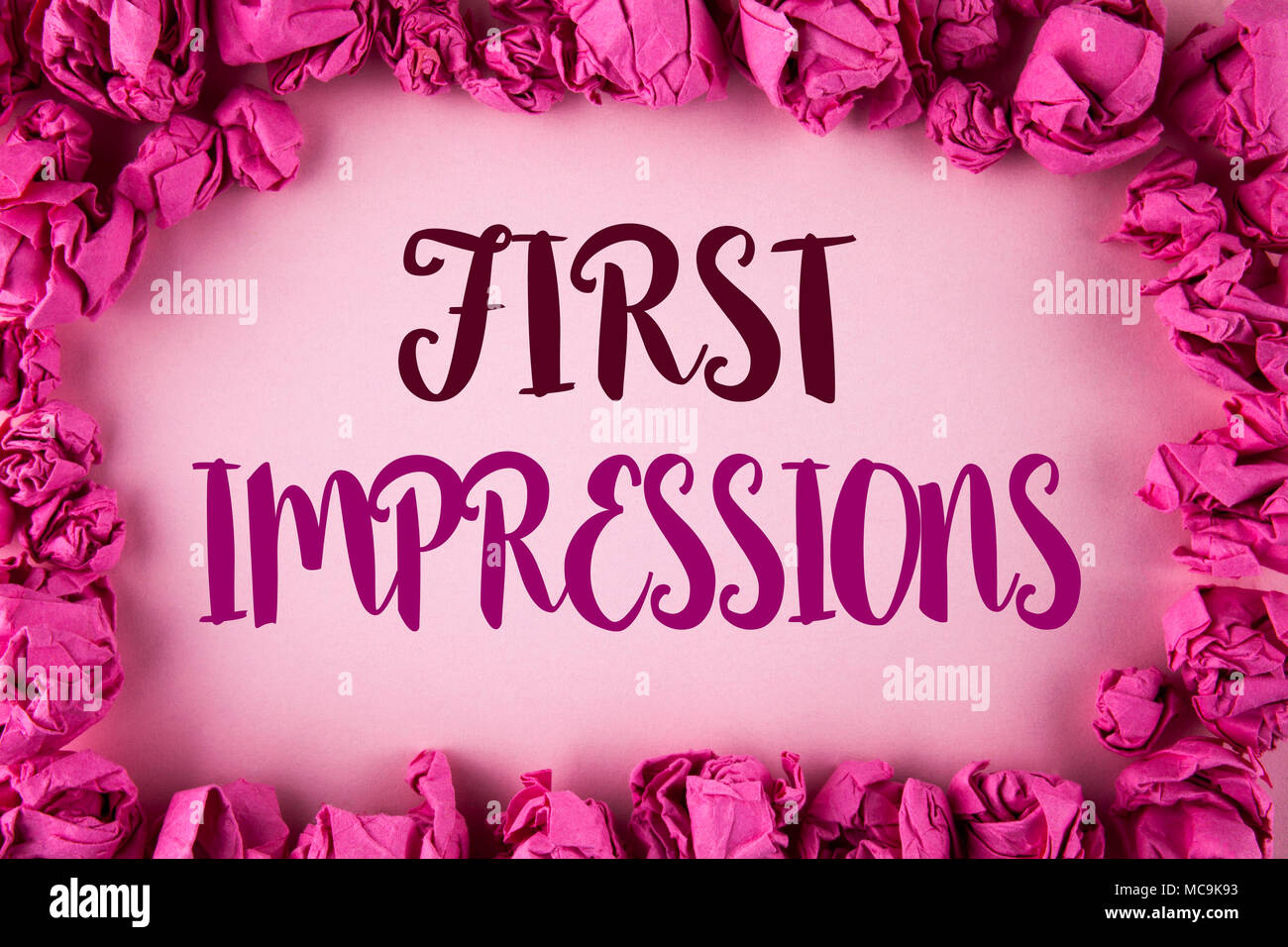 Writing note showing First Impressions. Business photo showcasing ...
