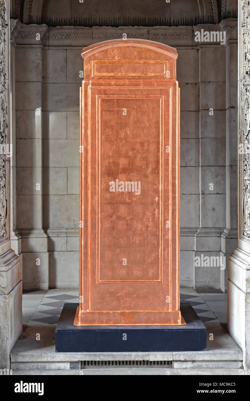 Iconic British Phone Booth Made From Coper Metal Stock Photo - Alamy