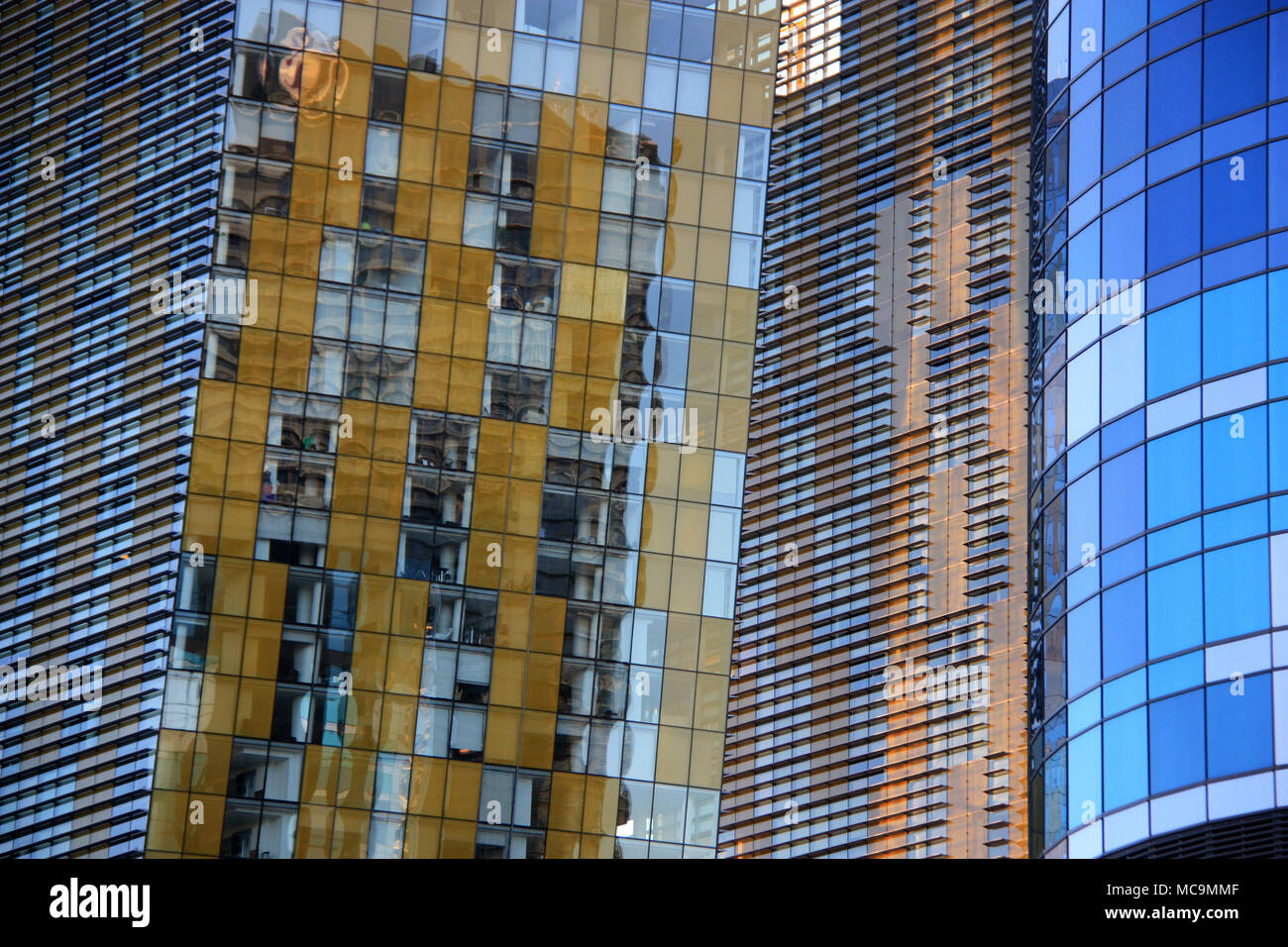 Stunning glass facade of the Veer Towers at the CityCenter Las Vegas in ...