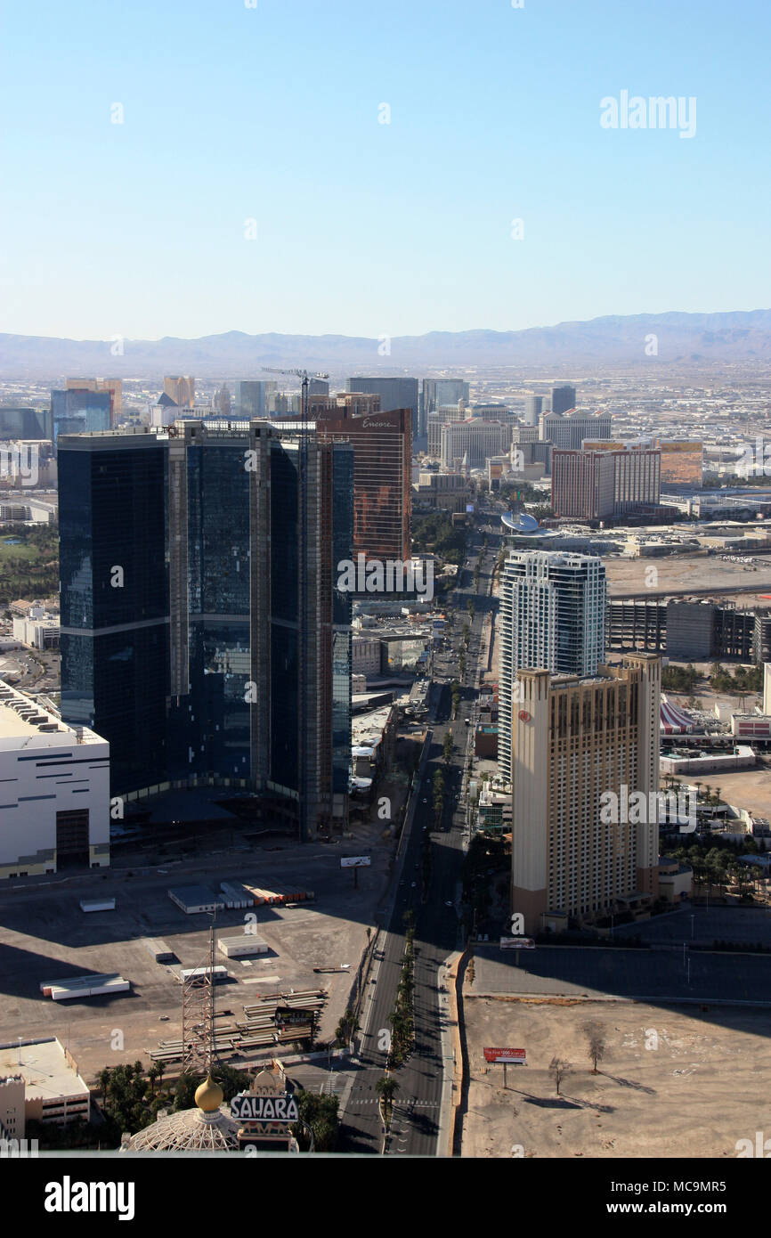 Scenic view from the Stratosphere Tower towards the Las Vegas Strip and ...