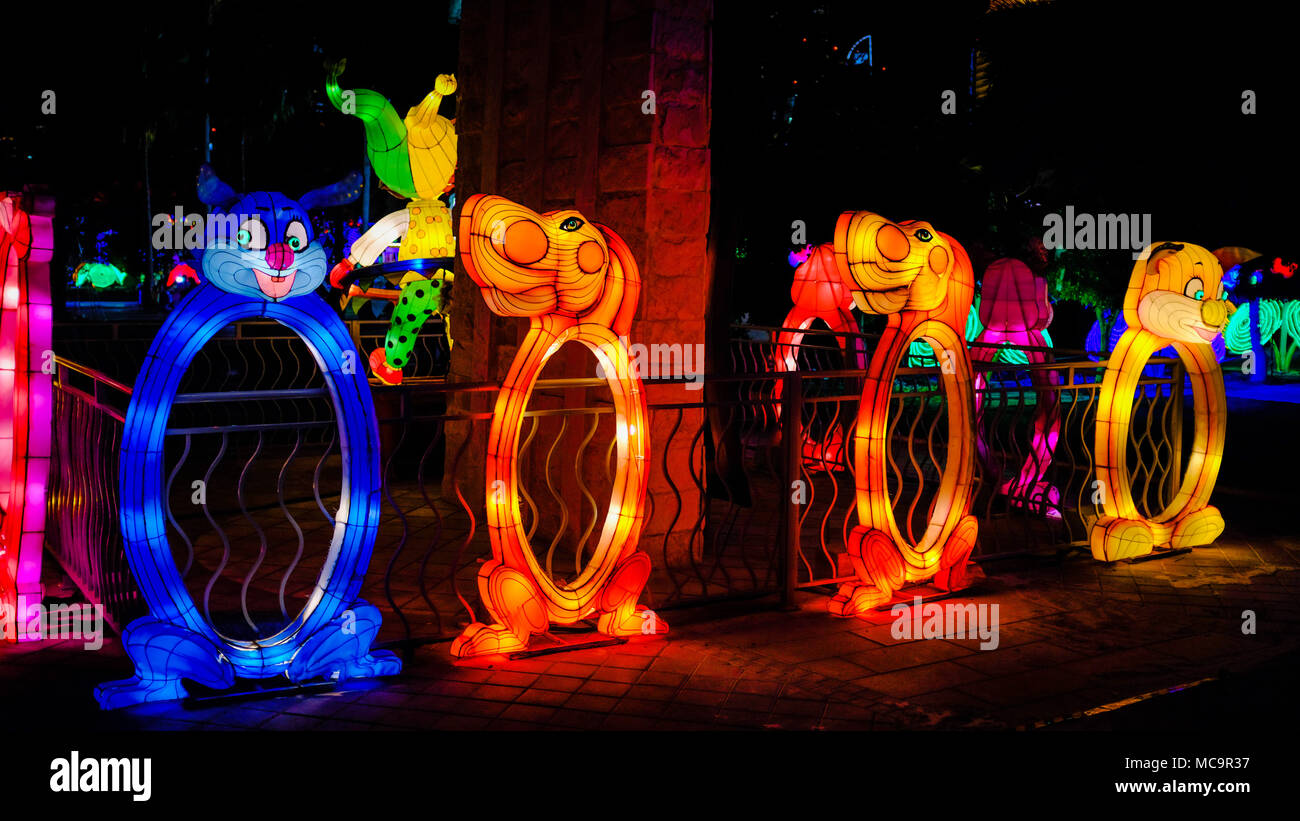 Funny character shapes with colorful lights Stock Photo - Alamy