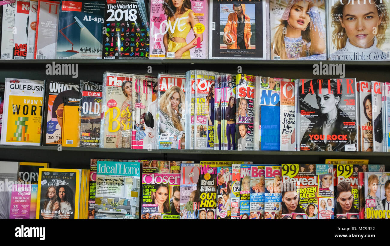 Magazine placed on a shelf in magazine store Stock Photo - Alamy