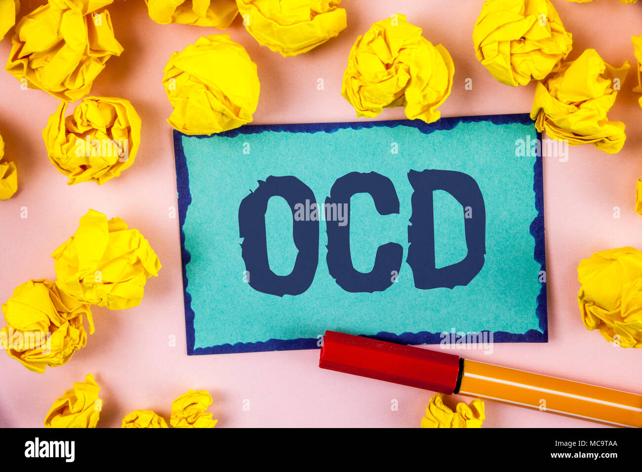 Writing note showing Ocd. Business photo showcasing Obsessive ...