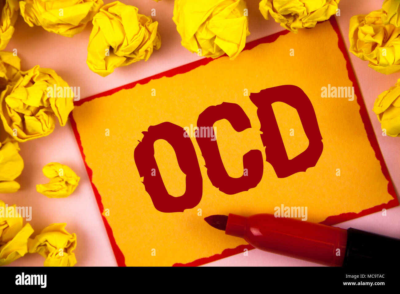Writing note showing Ocd. Business photo showcasing Obsessive ...