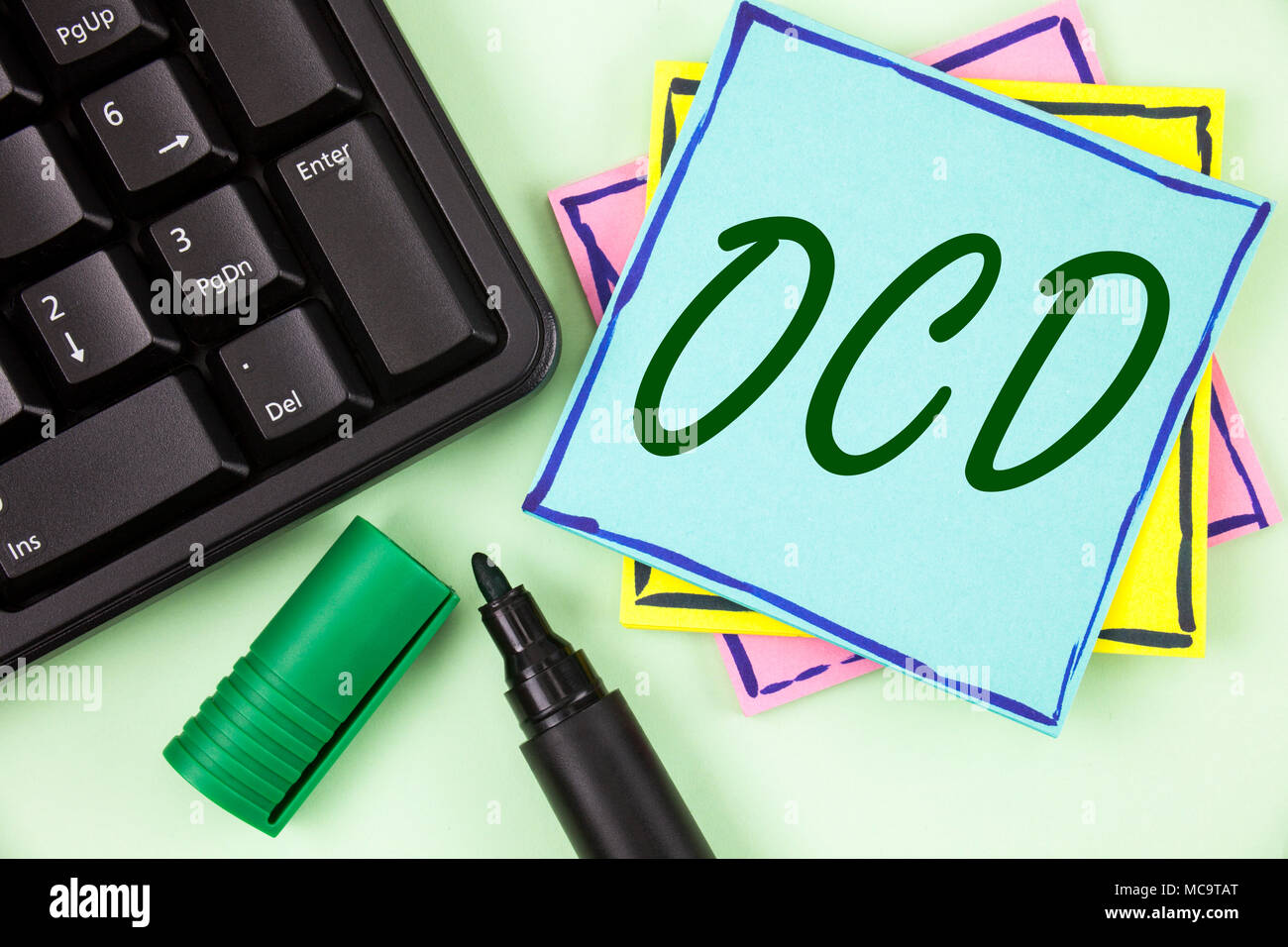Handwriting text writing Ocd. Concept meaning Obsessive Compulsive ...
