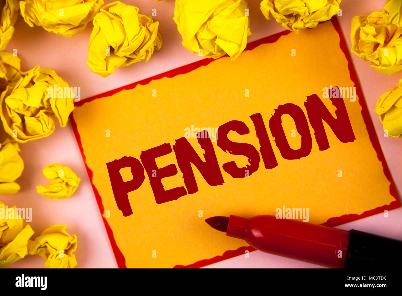 Writing note showing Pension. Business photo showcasing Income seniors ...