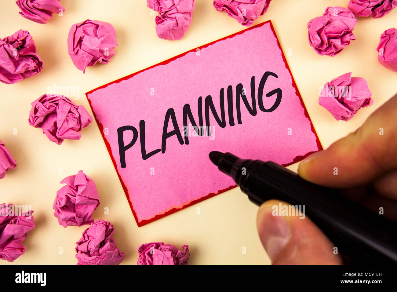 Text sign showing Planning. Conceptual photo Defining strategies for ...