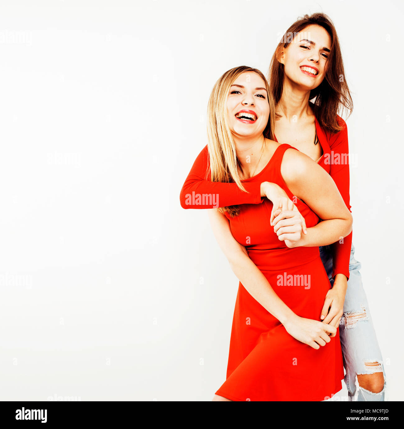 best friends teenage girls together having fun, posing emotional on ...