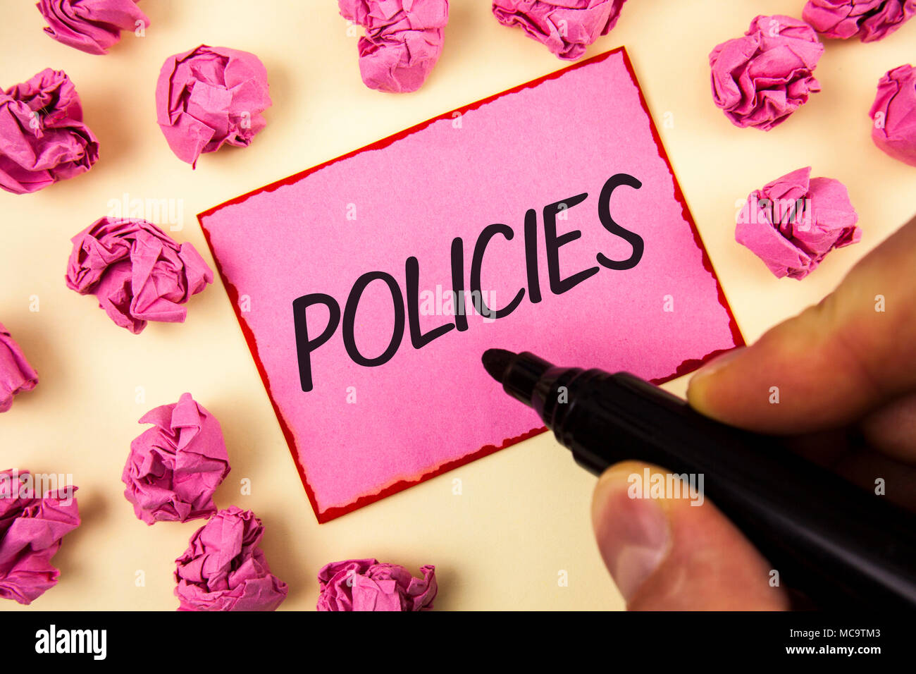 Text sign showing Policies. Conceptual photo Business Company or ...